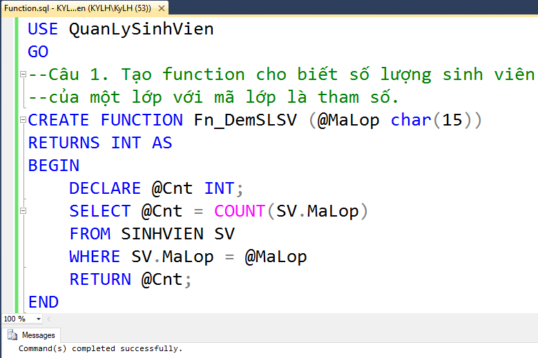 Hướng dẫn tạo Function trong SQL Server - Gia Sư Tin Học