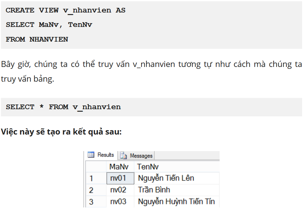 View trong SQL Server 2014 (Bài 8) - Gia Sư Tin Học